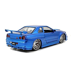 Jada Toys Fast & Furious 1:24 Brian's 2002 Nissan Skyline GT-R R34 a Die-cast Car, Toys for Kids and Adults, Blue (97173)