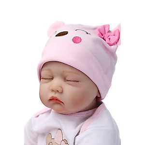 OCSDOLL Reborn Baby Dolls 22" Cute Realistic Soft Silicone Sleeping Baby Dolls Real Newborn Baby Doll Girl with Closed Eyes