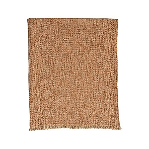 Creative Co-Op Woven Mélange Cotton Blend Bouclé Fringe Blanket Throw, Single, Tan