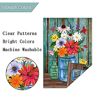 Louise Maelys Spring Floral Garden Flag 12x18 Double Sided, Burlap Small Vertical Spring Summer Vase Flower Garden Yard Flags for Seasonal Outside Outdoor House Decoration (ONLY FLAG)