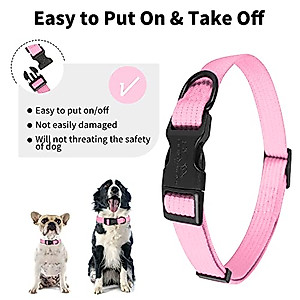 lynxking Dog Collar Soft Padded Breathable Cotton Solid Color Strong Adjustable Pet Collar for Little Puppy