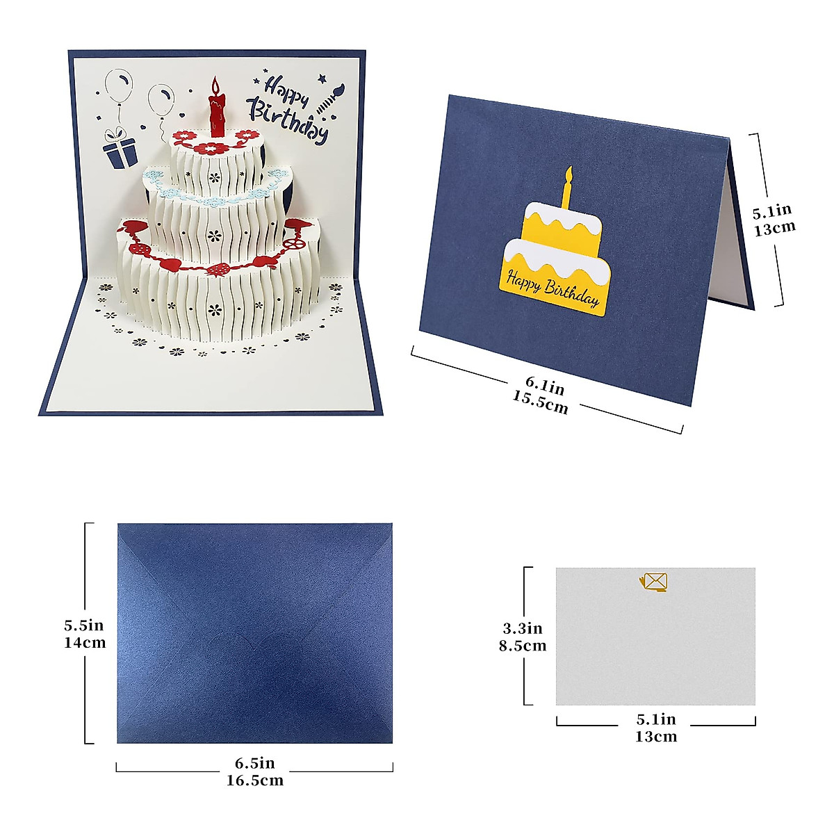 Magic Ants Pop Up Happy Birthday Card,3D Birthday Popup Cards,Birthday Cake Funny Postcards Pop Up Greeting Cards,Pop Up Birthday Cards for Women Men (Fruit Birthday Cake - Blue)