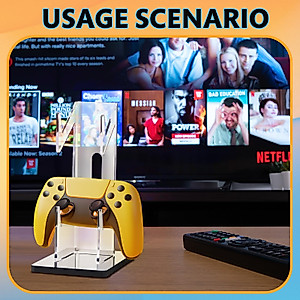 Barydat 2 Pcs Controller Holders Acrylic Dual Controller Stand Anti Slip Universal Game Controller Stand Storage Controller Stand for Desk Most Gaming Accessories Organizer, Black Clear
