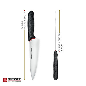 Giesser since 1776,Made in Germany, Chef Knife 8 Inch, Ultra Slip Resistant Handle material, Dishwashersafe, rustfree, German Kitchen knife