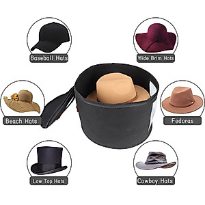 Hat Boxes for Women Storage Hat Box Travel Case Foldable Hat Storage Box with Lids Hat Organizer Cowboy Hat Holder Hat Storage for Various Types of Hats Toys,Black