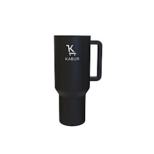 KABUR Hydro Tumbler 40oz - Premium Stainless Steel Travel Mug with Vacuum Insulation, Extra Lid, Straw, and Cupholder-Friendly Design. (Black, 40oz)