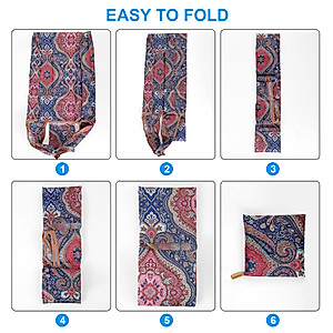 Oudduo Floral Washable Bag for Grocery 6 Pack Foldable Grocery Bag Polyester Shopping Tote Heavy Duty Durable