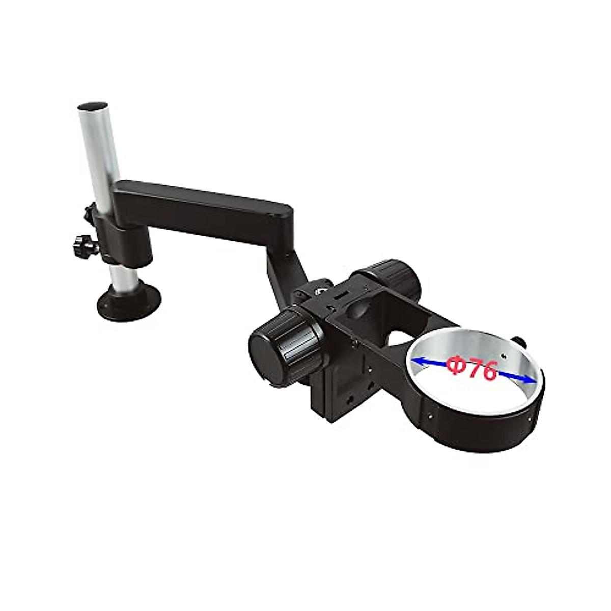CUREOL Microscope Articulating Arm Rotatable Universal Clamp Stand Stereo Trinocular Microscopio HDMI Camera Lens Phone Repair Tools (Size : 76mm Bk No Clamp)