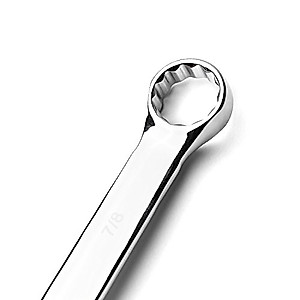 MAXPOWER 8PCS SAE Combination Wrench Set, Professional Open and Box End Spanners with Mirror Finish, Made with Forged and Heat-Treated Cr-V Steel, 12-Point Design, Size Includes 5/16in - 7/8in