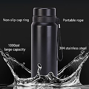 Insulated Stainless Steel Water Bottle-Vacuum Coffee Cup with,Large Capacity Double Walled Sport Travel Mug,Wide Mouth Leak Proof Flask Cup,BPA Free (32oz)