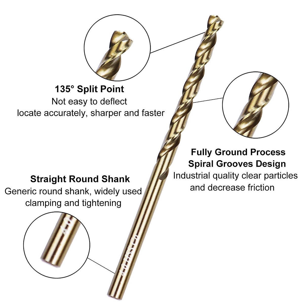 Sipery 5/32" Cobalt Drill Bits(10Pcs), M35 HSS Metal Jobber Length Twist Drill Bit Set for Hard Metal, Stainless Steel, 4mm