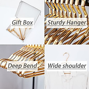 Premium Metal Shirt Hangers Durable Non-Slip Coat Hanger Heavy Duty Jacket Hangers Heavy Duty Hangers for Sweater Coat Shirt,10 Pack Gold