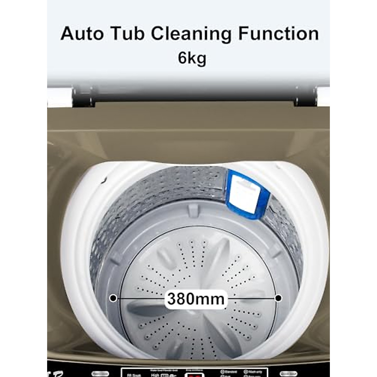 KRIB BLING Full-Automatic Washing Machine 17.7 lbs Small Compact Portable 10 Wash Program & 8 Water Level Compact Washer with LED Display Ideal for Apartments, RV, Camping, Gold