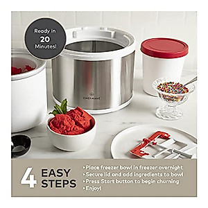 ChefWave Elado 2 Qt Automatic Frozen Yogurt, Sorbet, Gelato, Ice Cream Maker Includes 2 Pack Reusable Freezer Storage Containers 1 Qt Capacity, Recipe Book, LCD Digital Display, Adjustable Churn Time
