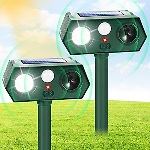 Ultrasonic Animal Repellent Outdoor Solar Animal Repeller with Motion Sensor&LED Strobe Light Cat Repellent Outdoor Deer Repellent Devices Waterproof Dog Deterrent Skunk Repellent for Yard Garden (4)