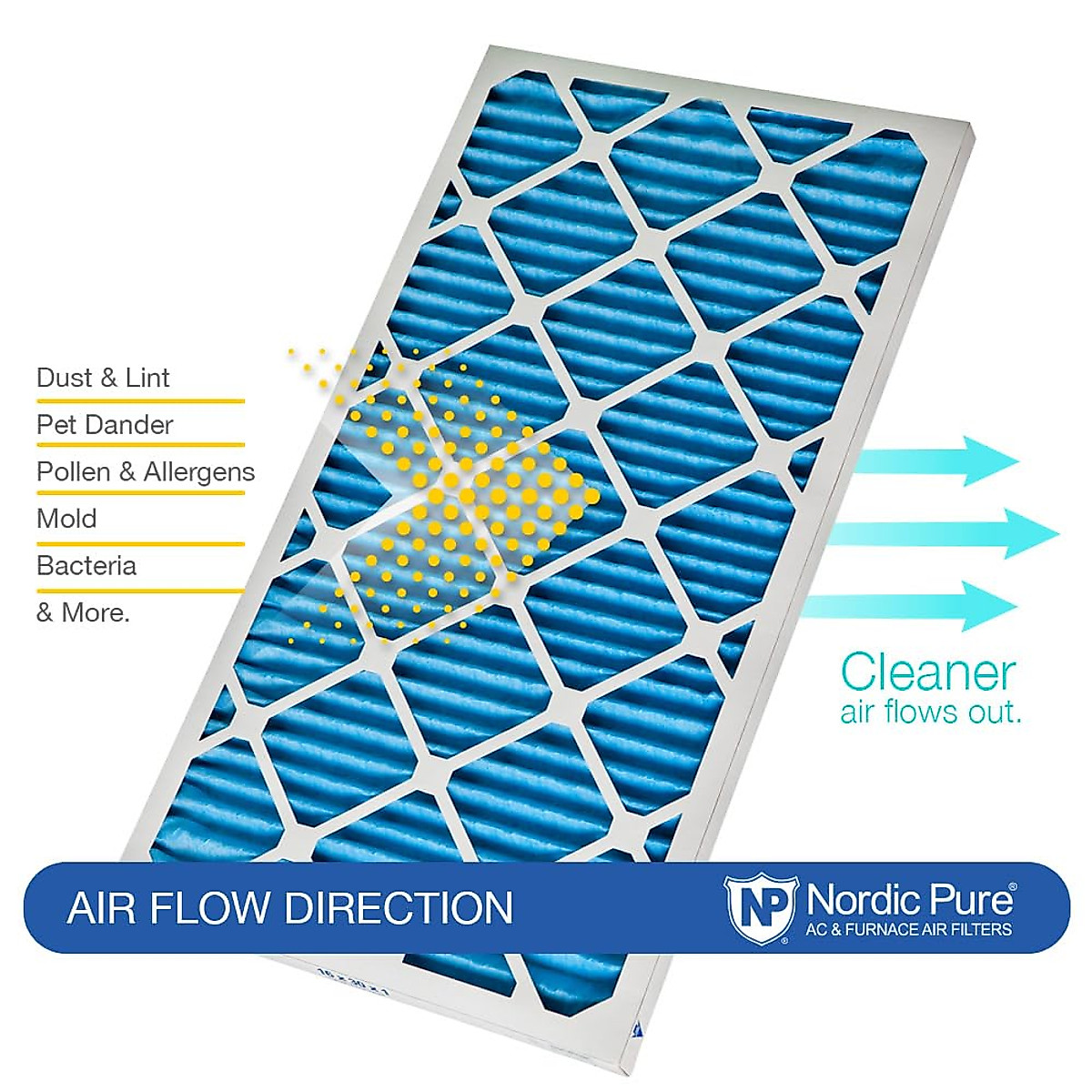 Nordic Pure 16x20x1 MERV 7 Pleated AC Furnace Air Filters 6 Pack