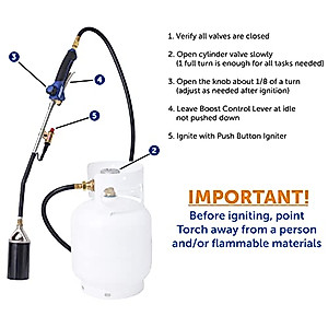 Flame King Propane Torch Kit Heavy Duty Weed Burner, 340,000 BTU with Electric Lighter (Self Igniting), with 6 ft Hose Regulator Assembly