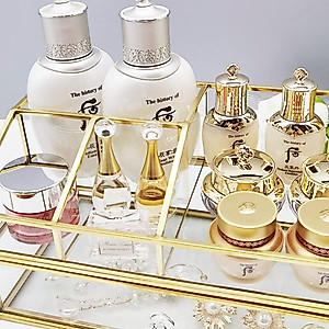 bofeiull Glass Makeup Brush Holder, Makeup Brush Organizer Jewelry Display Box, Nordic Style Elegant Glass Makeup Organizer Nail Polish Lipsticks Eyeliners Holder for Vanity Bathroom Bedroom Office