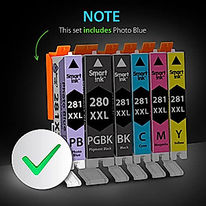 Smart Ink Compatible Ink Cartridge Replacement for Canon PGI-280XXL CLI-281XXL PGI 280 CLI 281 to use with Pixma ​TS9120 TS8320 TS8220 TS8120 (PGBK & BK/C/M/Y/PB) 6 Combo Pack