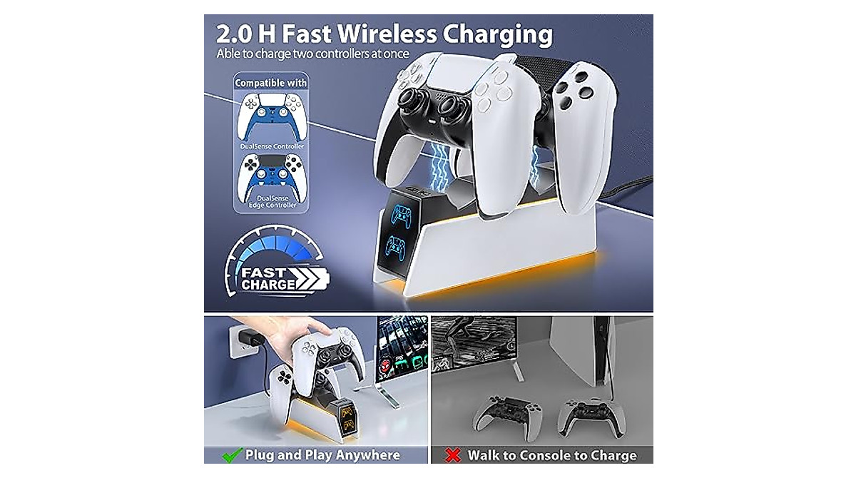 PS5 Controller Charger Compatible with DualSense & Edge Controller, 2.0 ...