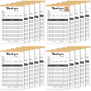 Ctosree 20 Pack Thank You Receipt Book for Small Businesses 3.5x5.5 Inch 2 Part Carbonless White Yellow Receipt Pad, 100 Sheets Per Pad