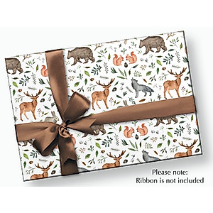 Stesha Party Woodland Wrapping Paper Forest Animal Baby Gift Wrap - 30 x 20 Inch (3 Sheets)