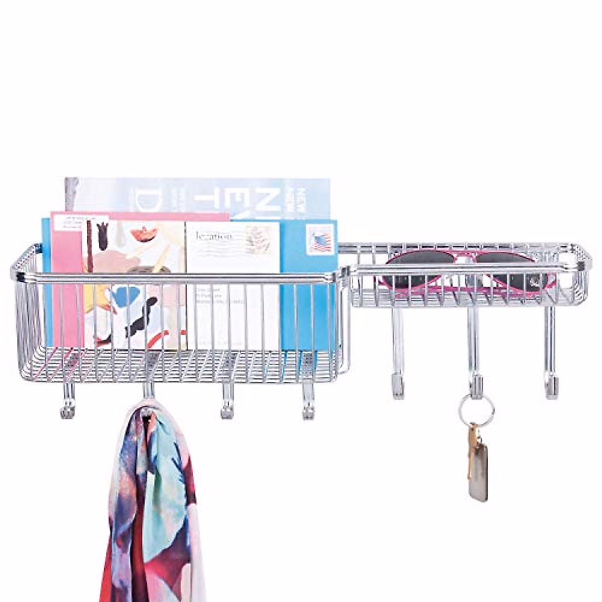 iDesign York Lyra Wall Mount Entryway Basket Organizer - Chrome