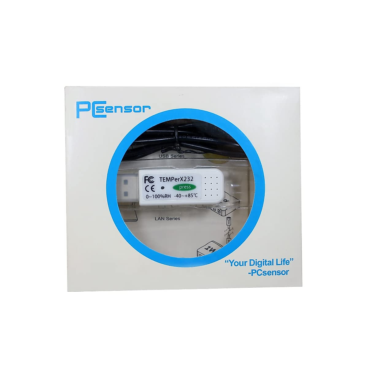 PCsensor USB Temperature Humidity Meter Monitor Indoor Outdoor Thermometer Humidity Automatic Induction Measure Recorders Data Acquisition Loggers Ambient Humidity Storage Long-Range (TEMPerX232)