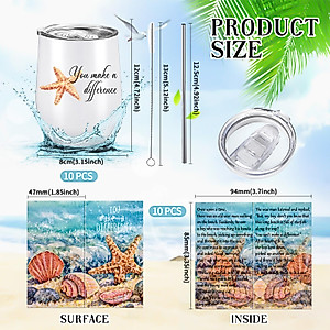 Set of 10 Thank You Gifts Make a Difference Gift Employee Appreciation Bulk 12oz Stainless Steel Tumbler Cup Starfish Motivational Poem Cards for Volunteer Staff Secretary Assistant Nurse