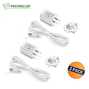 OLAIKE 5m/16ft Charge Cable with DC Power Adapter(2 Pack) Compatible with Stick Up Cam Battery 3rd Gen/2nd Gen & Spotlight Cam Battery, Weatherproof Cable to Continuously Charge Your Camera,White