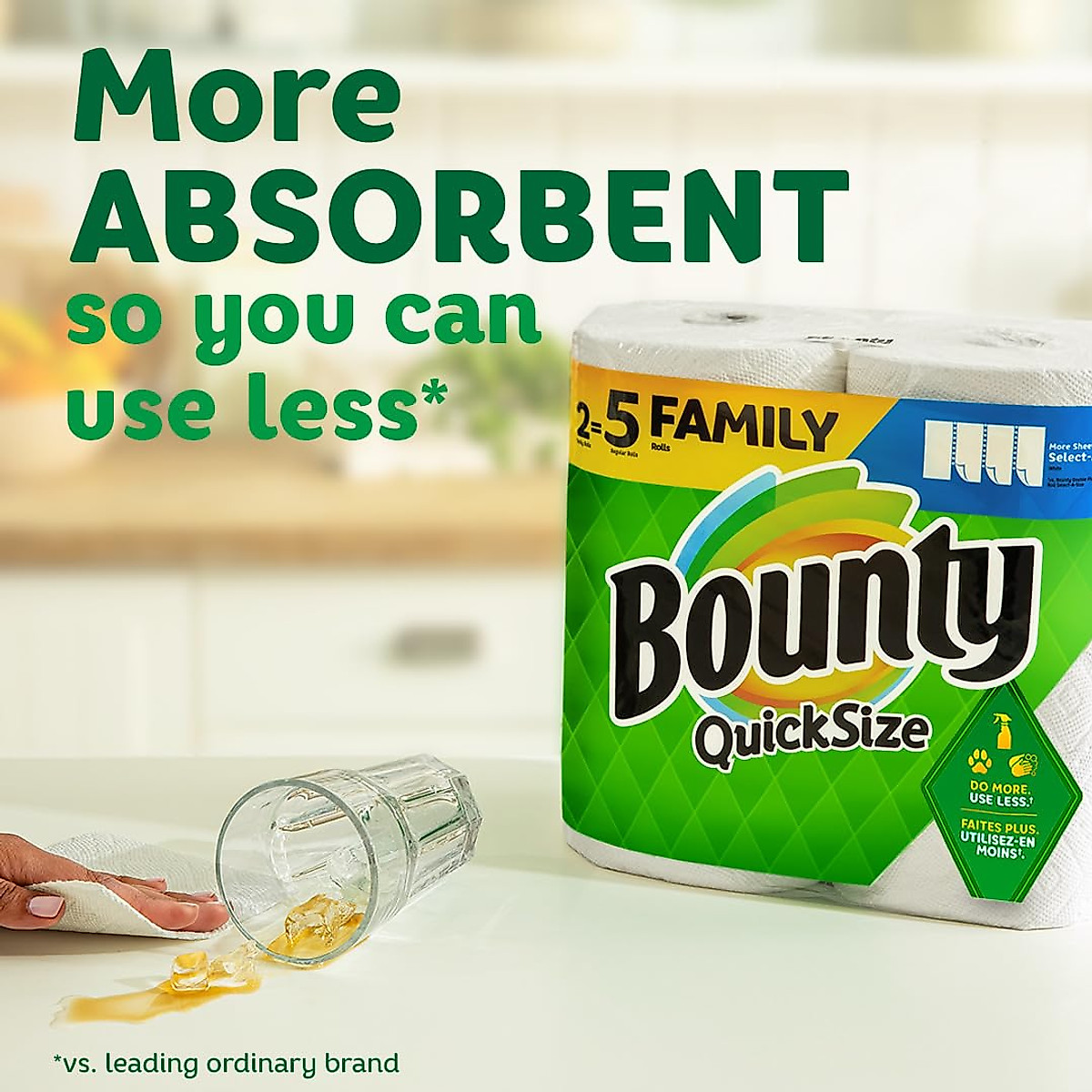 Bounty Quick-Size Paper Towels, White, 12 Family Rolls = 30 Regular Rolls (Packaging May Vary)