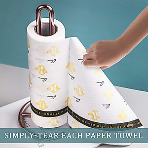 Paper Towel Holder Akamino Standing Paper Towel Roll Rack with Weighted Base for Kitchen Countertop Dining Room Table, Rose Gold