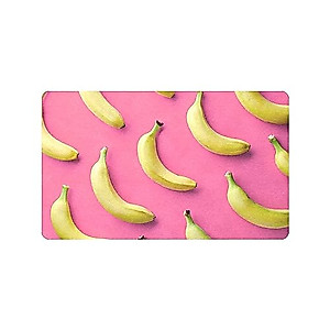susiyo Doormat 30"x18" Yellow Bananas on Pink Non-Slip Indoor Entryway Door Mat (Rubber Backing)