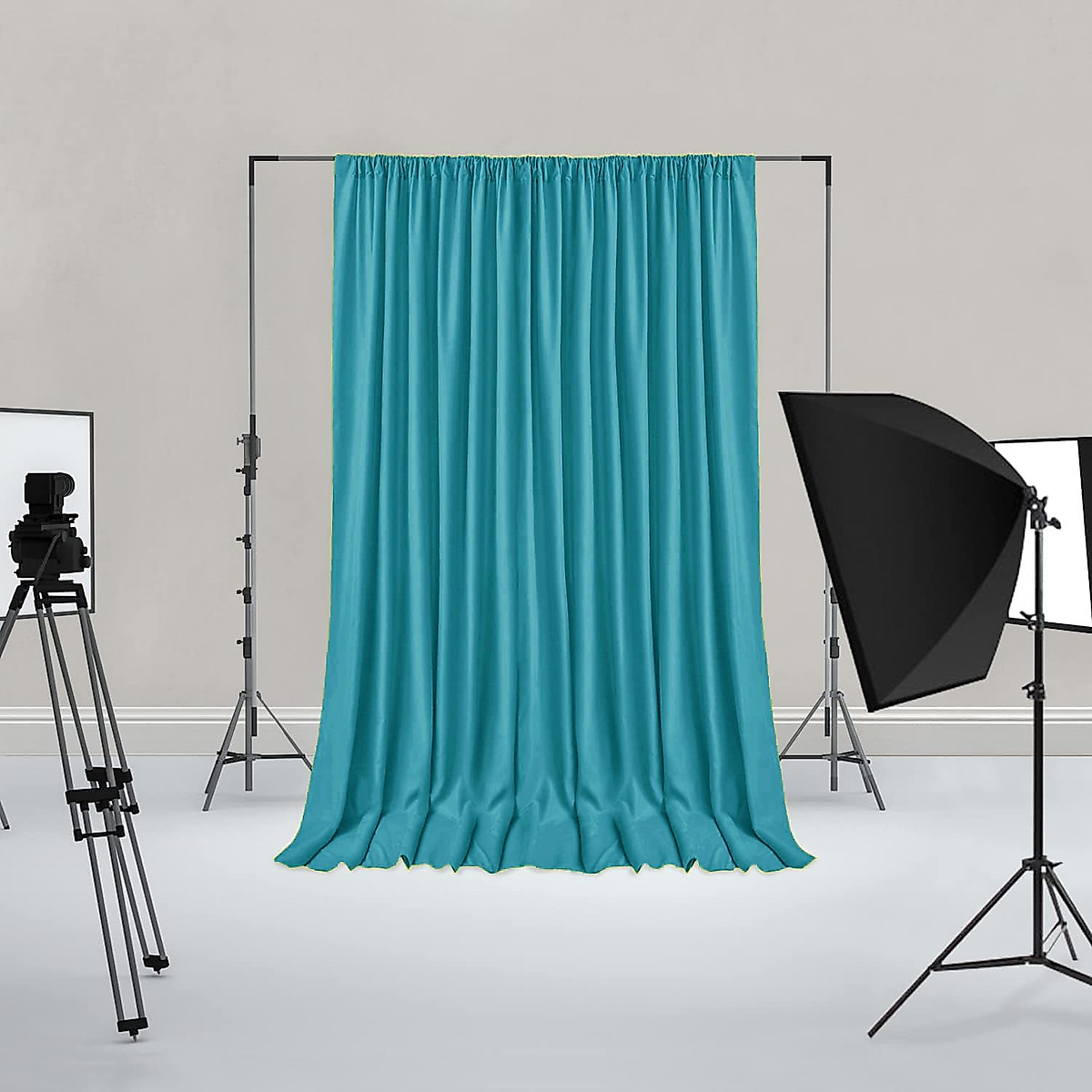Hiasan Turquoise Backdrop Curtains for Parties, Polyester Photography Backdrop Drapes for Family Gatherings, Wedding Decorations, 5ftx10ft, Set of 2 Panels