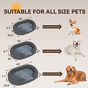 Miorun Dog Bed for Medium Dogs, Orthopedic Washable Oval Dog Couch Bed with Sides Soft Calming Sleeping Puppy Bed Durable Pet Cuddler with Anti-Slip Bottom, M