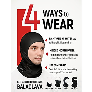 GOT Sports UPF 50+ Balaclava Ski Mask - Windproof Balaclava for Cold Weather Men Women - Snowboard, Motorcycle Sheisty Mask (Black)