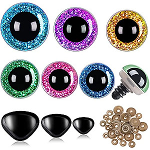 UPINS 180Pcs Safety Eyes and Noses for Amigurumi Large Plastic Craft Crochet Eyes for Stuffed Animals DIY Puppet Bear Toy Doll Making Supplies