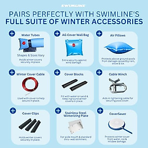 SWIMLINE HYDROTOOLS Ripstopper Heavy Duty Pool Cover For Above Ground Swimming Pools |32 FT Cover | Green / Black | Winch & Cable Included | UV Protected For 28 FT Round Pools | RIG28