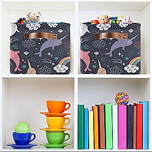 xigua Narwhal Pattern Storage Bin for Toy Storage Basket Dirty Clothes Sundries Office Home Closet Organizer Shelf Cube Box Waterproof Laundry Basket
