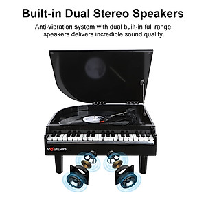 VOSTERIO Turntable HI-FI System with Dual Speakers, Belt-Driven Record Player with Bluetooth, Magnetic Cartridge, Built-in Amplifier