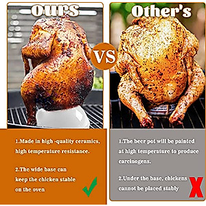 KAMaster White Ceramic Chicken Holder for Grill, Beer Can Chicken Throne for Smokers, Green Egg Parts Non-Stick Steamer Roaster Rack Vertical Stand for Kamado BBQ Accessories