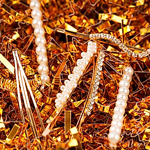 Kolewo4ever 1LB Crinkle Cut Paper Shred Filler Metallic Shredded Paper Filler Strands Shred Raffia Tissue Craft Bedding Cushion, Wedding Birthday Bridesmaid Engagement Gift Box Bag Retail (Gold)