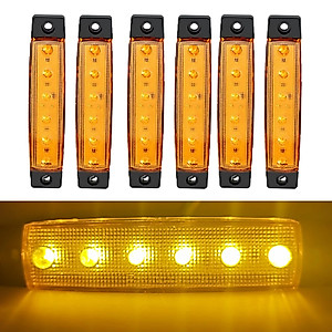 ZKFAR 6 PCS Car LED Side Marker Indicator, 12V 3258-6SMD Sponge Strip Side Light, Smoke Lens Waterproof Turn Signal Lamp, Suitable for Most Cars, Trucks, Vans, Trailers, Boats (Yellow)