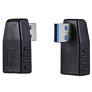 Warmstor 4-Pack USB 3.0 Male to Female Adapter 90 Degree Left Angle and Right Angle USB Cable Extender Connector - Upgraded Version Max 2A Charging Speed