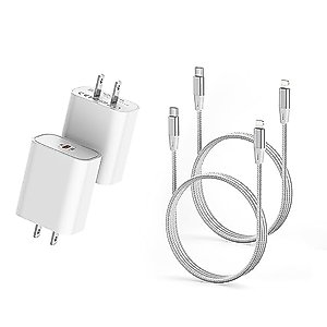 [MFi Certified] iPhone Charger Fast Charging, 2 Pack 20W PD USB-C Wall Charger and 6 FT USB C to Lightning Cable iPhone Fast Charger Compatible iPhone 14 13 12 11 More