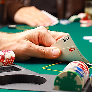 EVIEUN 48" 8-Player Foldable Poker Table Top, Casino Texas Hold'em Layout, Portable Anti-Slip Blackjack Poker Table Mat with Carrying Bag for Family Games Casino