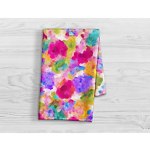 Abstract Spring Flower Hand Towel - Kitchen Towel - Bathroom Hand Towel - Dish Towel - Cotton Terry Cloth - 15"x25"