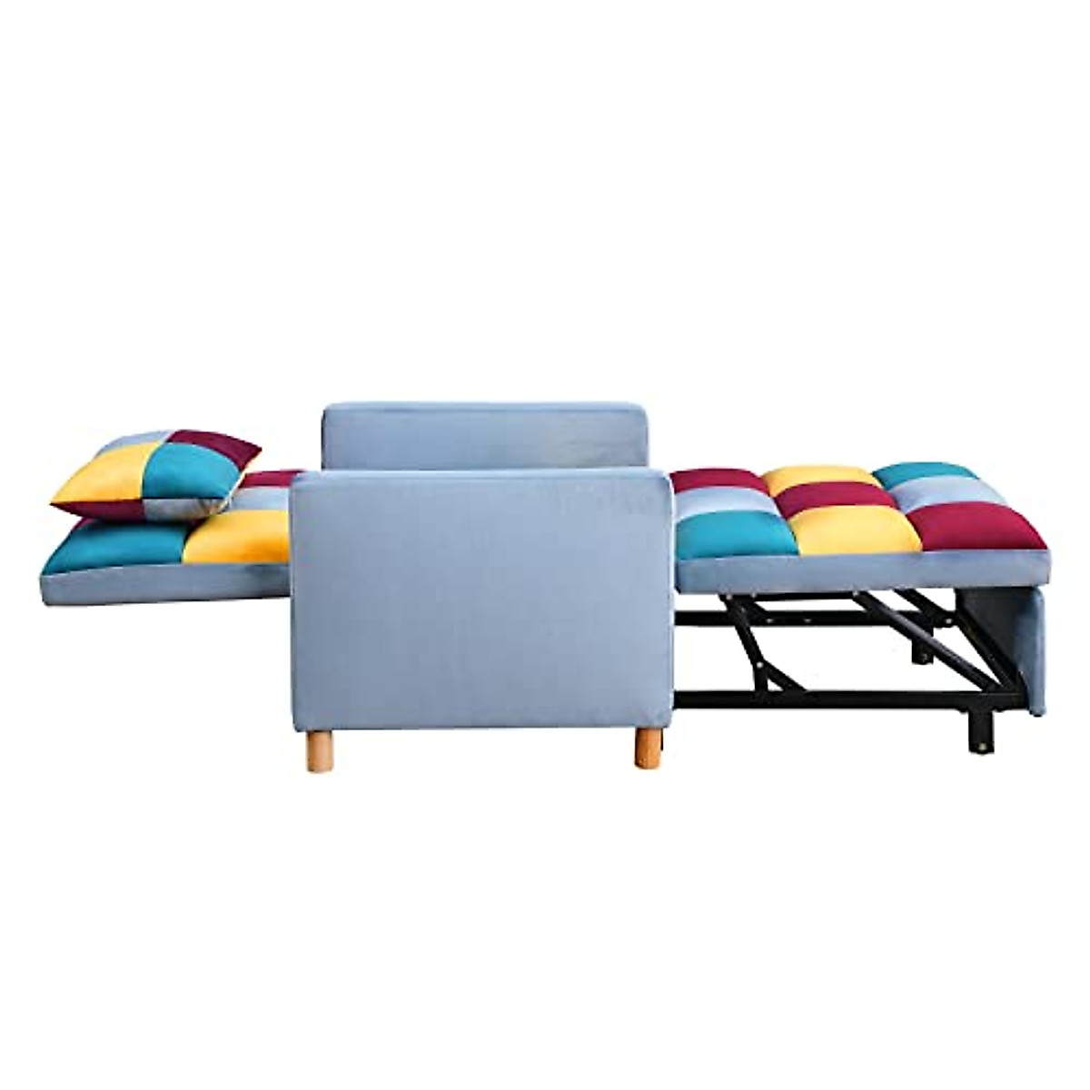 HANLIVES 3-in-1 Single Chair Bed,Convertible Sleeper Sofa Chair Bed with Pillow,Multi-Functional Sleeper Chair with Adjustable Backrest,pullout Sofa Bed with Velvet Fabric for Bedroom(Multicolor)