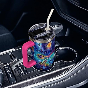 Wolf Insulated Tumbler with Lid And Straw Stainless Steel Travel Coffee Mug 40oz Light Rose Red-style