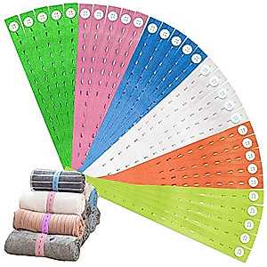 Linwnil 30Pcs Roll-up Clothes Storage Elastic Band, Adjustable Clothing Storage Strap with Button and Buttonholes, Travel Luggage Space Saver, Drawer and Closet Organizer